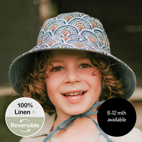 100% Linen Reversible Explorer classic bucket broadbrim hats with chin ...